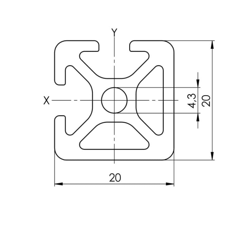 Profile 5 - 20 x 20 2SA - 20 Series - A2A Systems