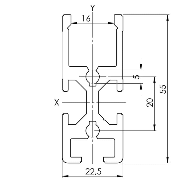 Profile 8 22 5 X 55 Aluminum Structural Profiles A2a Systems