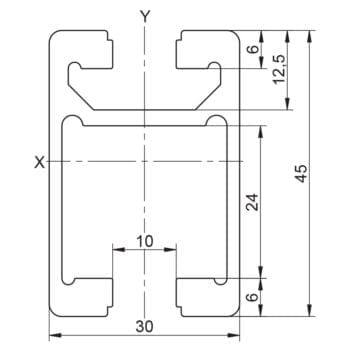 C Sliding channel profile 30 x 45 - Aluminum Structural Profiles - A2A ...