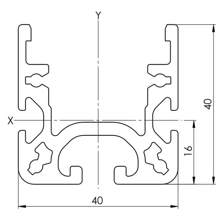Roller Base Profile 8 40 X 40 Aluminum Structural Profiles A2a