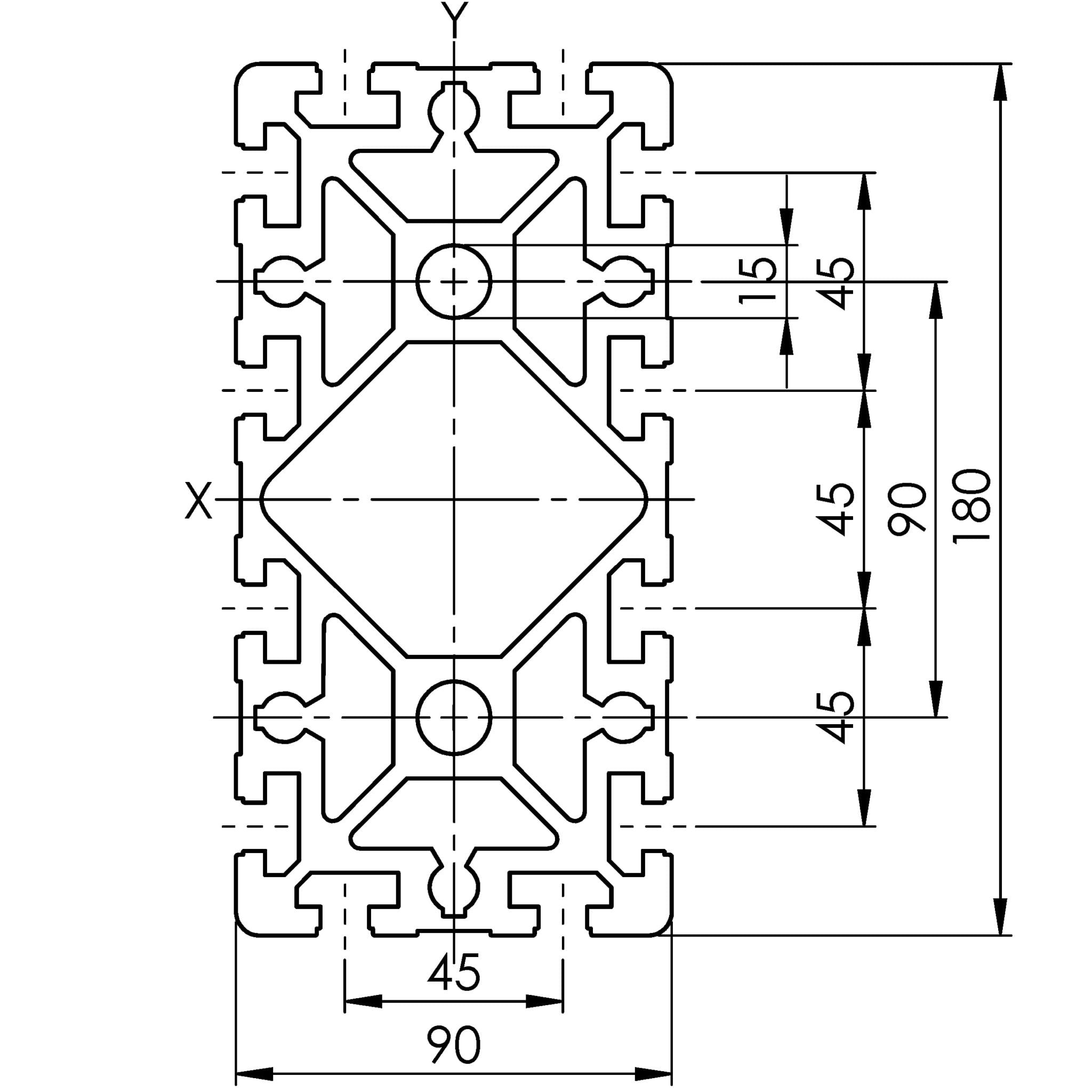 Profile 10 - 90 x 180 Heavy - 45 Series - A2A Systems
