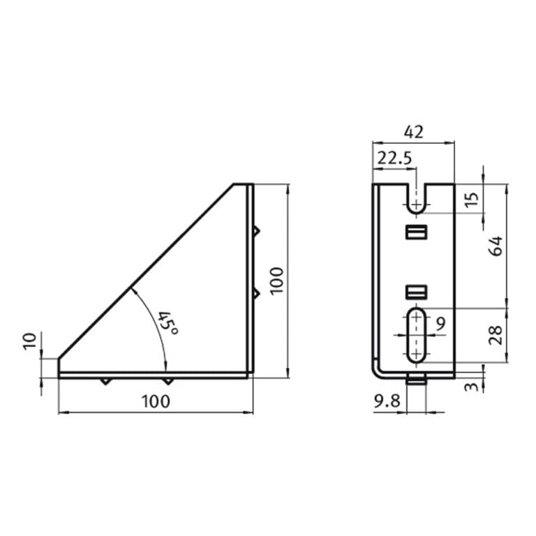 Steel Connection Angle 45/100 - Connection Angle - A2A Systems