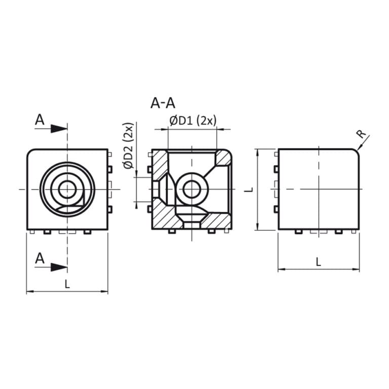 Cube Connector 20 2D - Connectors - A2A Systems
