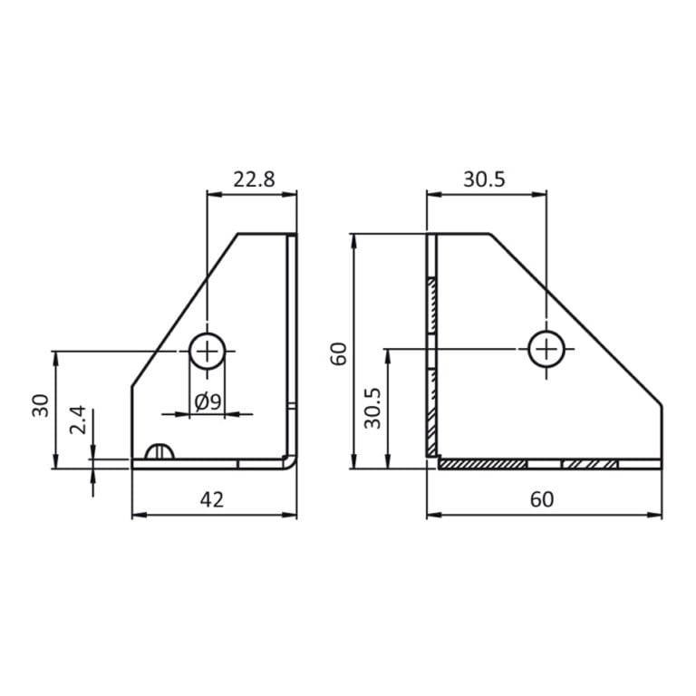 Steel Connection Angle 45/60 - Connection Angle - A2A Systems