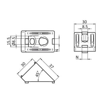 Angle Connector 30, 45 degree - Connection Angle - A2A Systems