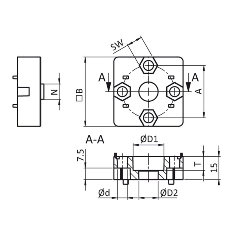T-joining plate connector 45 - Connection Plate - A2A Systems